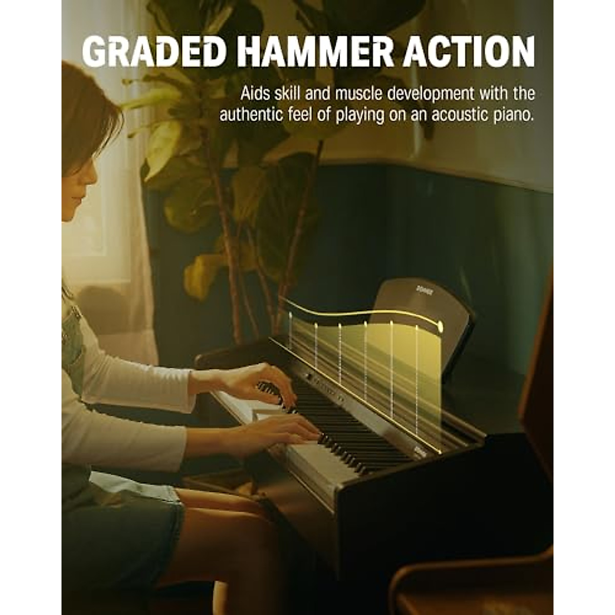 Donner DDP-300 Digital Piano with 88 Graded Hammer Action Weighted Keys, Record, Bluetooth, 10 Voices, 4 Reverb, Speakers, Professional Full Fize Key Keyboard Electric Dark Rose