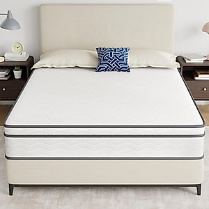 BLKMTY Mattress Full Size Mattress 10 Inch Mattress Innerspring Mattress with High Density Foam Mattress Bed-in-a-Box Twin Spring Mattress Pressure Relief for Adults, CertiPUR-US Certified