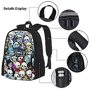 BNALAO Sans Cartoon Undertale Anime 3PCS Cartoon Backpack Set Laptop Backpack Portable Lunch Bag Print Pencil Case Travel Bags Daily
