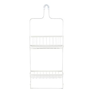 Better Living Products 13213 ASTRA 2 Tier Steel Hanging Bathroom Shower Caddy Organizer with Hooks for Storing Accessories and Toiletries
