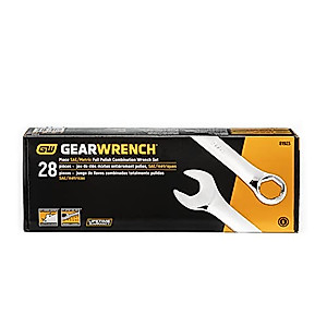 GEARWRENCH 28 Pc. 6 Pt. Combination Wrench Set, SAE/Metric - 81923, Chrome
