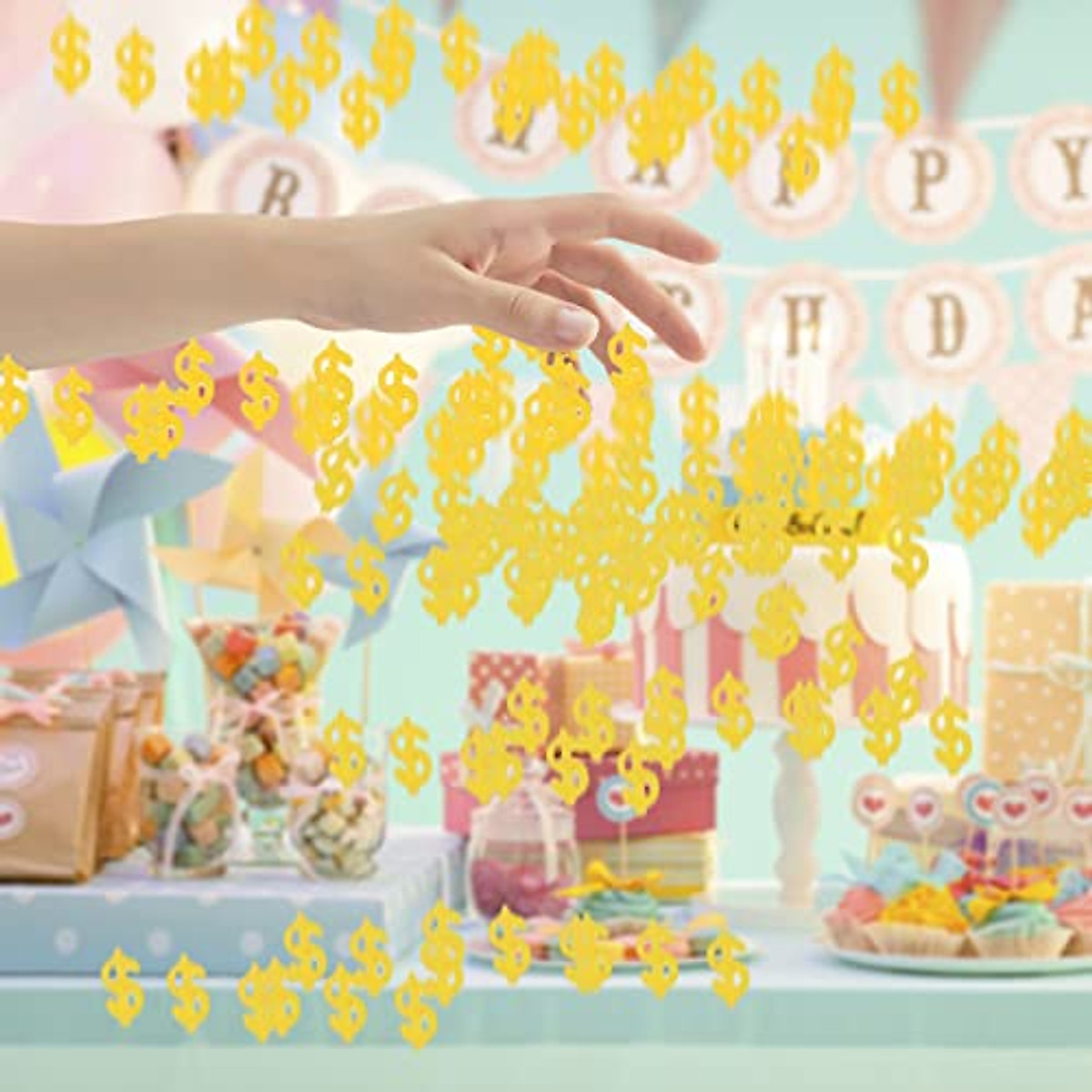 500Pcs Confetti Craft Sign, Money Sign Gold Money Sign Sequins, Glitter Gold Money Sign, Table Scatters Throwing Confetti for Casino Wedding Party Baby Bridal Shower Decorations Golden