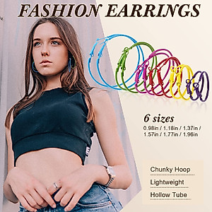 12 Pairs 80s Hoop Earrings Neon Color Circle Earrings Hoops Colored Hoop Earrings Set for Women(Multi Color)