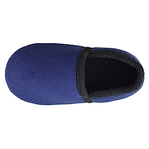 Tirzrro Big Boys' Winter Warm Slippers with Memory Foam Indoor Slip-on Shoes Size 6-7 US Dark Blue