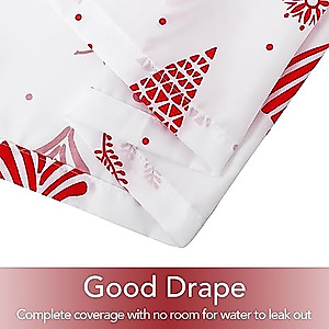 CAROMIO Christmas Shower Curtain, Floral Shower Curtains for Bathroom, Christmas Decorations Fabric Curtains, Water Resistant, Machine Washable (White, 72x72 Inches)