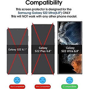 amFilm 3D Curved for S22 Ultra Screen ProtectorSamsung Galaxy 5g,Samsung Galaxy S22 Ultra, Fully Compatible with UltraSonic Fingerprint Scanner and S Pen, UV Gel Application, Tempered Glass, 2 Pack