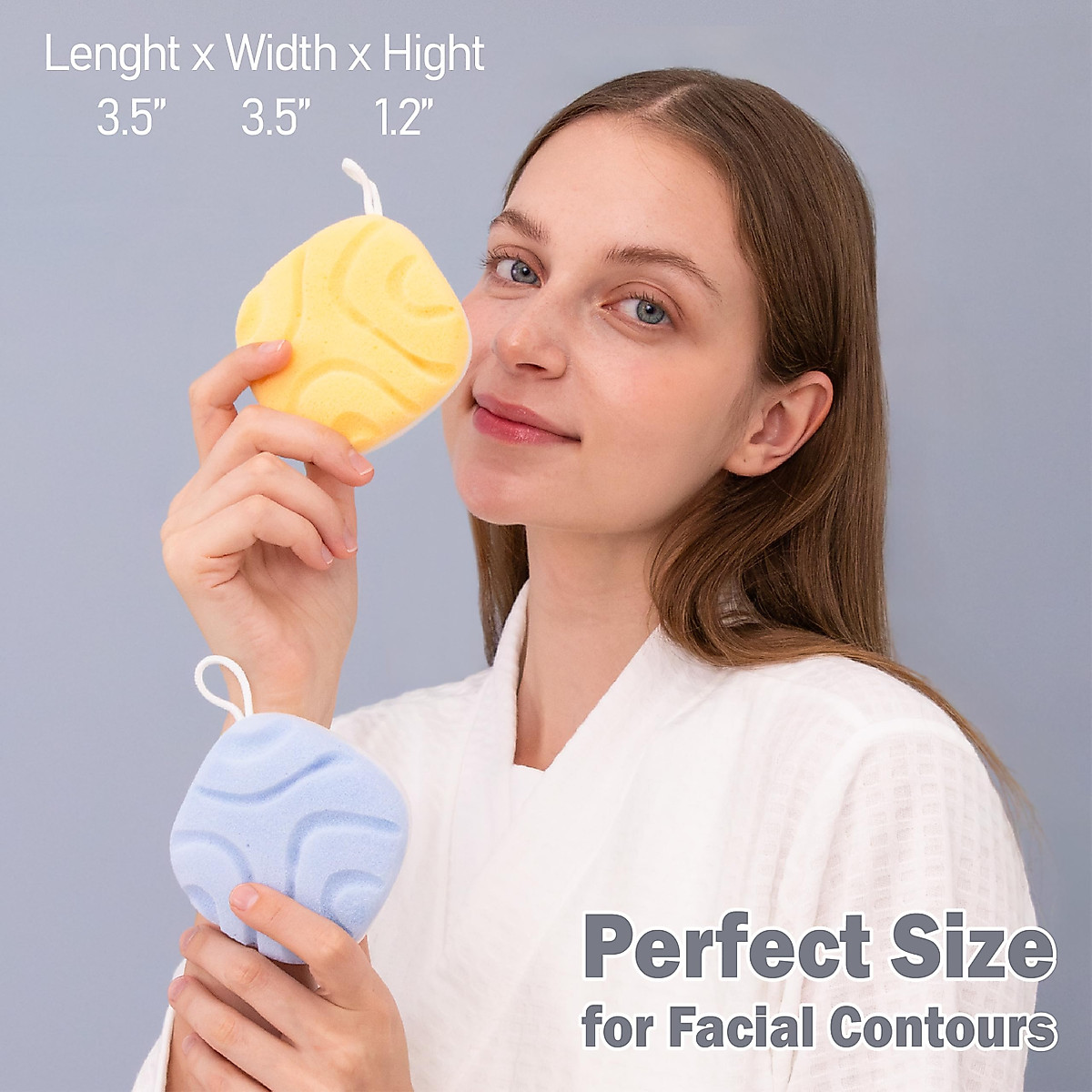 myHomeBody Face Wash Sponges, Face Sponge for Washing Face, Facial Sponges for Cleansing and Exfoliating, Cleansing Sponges for Face, 2 Sides, 2 Textures, 2 Pack