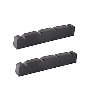 Metallor 4 String Graphite Bass Guitar Nut Pre-Slotted Top Nut Compatible with PB Bass Black 43 x 9 x 6mm Set of 2pcs.