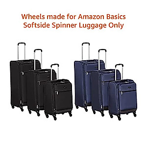 Amazon Basics Softside Replacement Luggage Suitcase Spinner Wheels, Pack of 4, One Size, Black