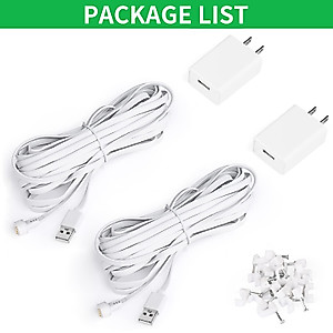 2Pack Power Adapter Compatible with Google Nest Cam Outdoor or Indoor, Battery, with 16.4Ft/5m Weatherproof Charging Cable Continuously Power Your Nest Cam (Battery) - White