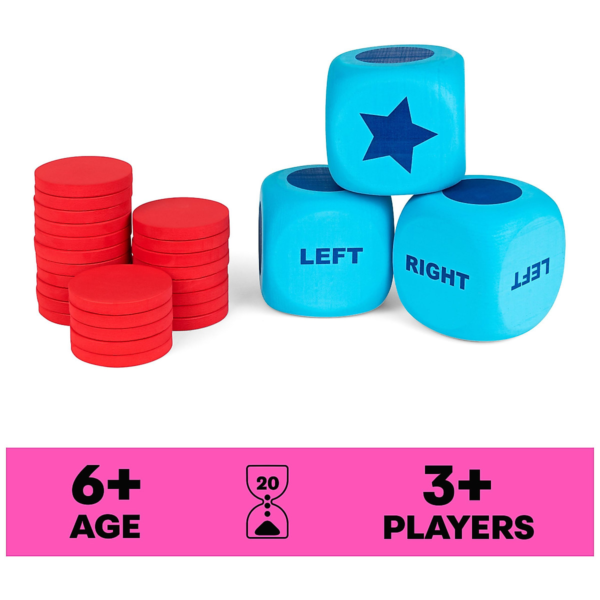 Spin Master Games, Left Center Right Giant Edition, Family Game for Indoor & Outdoor Fun with Big Oversized Board, for Family and Kids, 2-4 Players, Ages 6 & Up