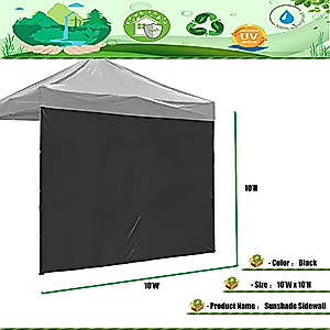 Sssideas Sunshade Sidewall, 10' x 10' with Organizer Pockets，600D Polyester 100% Waterproof for Straight-Leg Canopy（Black）