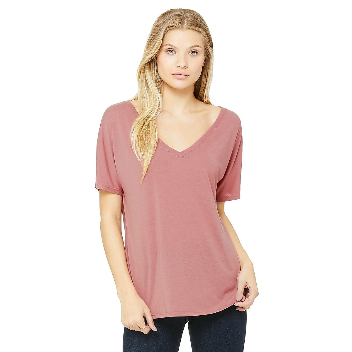 Bella Canvas Ladies' Slouchy V-Neck T-Shirt,Mauve,S