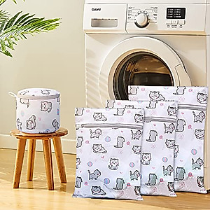 Xducom Mesh Laundry Bags,Set of 7 Delicate Laundry Bag for Washing Machine,Clothing Washing Bags with cat Prints,Garment Bags for Laundry,Lingerie Bag,Travel Storage Organize Bag (CAT)