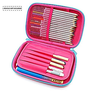 Pencil Case for Girls, 3D Cute EVA Unicorn Pen Pouch Stationery Box Anti-Shock Large Capacity Multi-Compartment for School with 4 unicorn pens