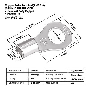 iGreely 10 Gauge Wire Solar to O Ring Cable Solar Panel Adapter Kit Cable Connetor for RV Solar Charge Controller Solar Generator Inverter Battery Pack Charger 10AWG 1Ft
