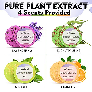 Effiland Aromatherapy Shower Steamers and Soap Holder Set, 6-Pack Shower Bombs with Essential Oils,Bath Gift for Women and Men Relaxing, Lavender, Eucalyptus, Peppermint, Orange Self Care Shower Set