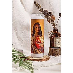 Lana Del Rey Candle - Lana Del Rey Merch, Funny Saint Votive, Pop Culture Celeb Prayer Candle,Scented Celebrity Parody Devotional Prayer Candles, Celebrity Novelty Gifts for Christmas