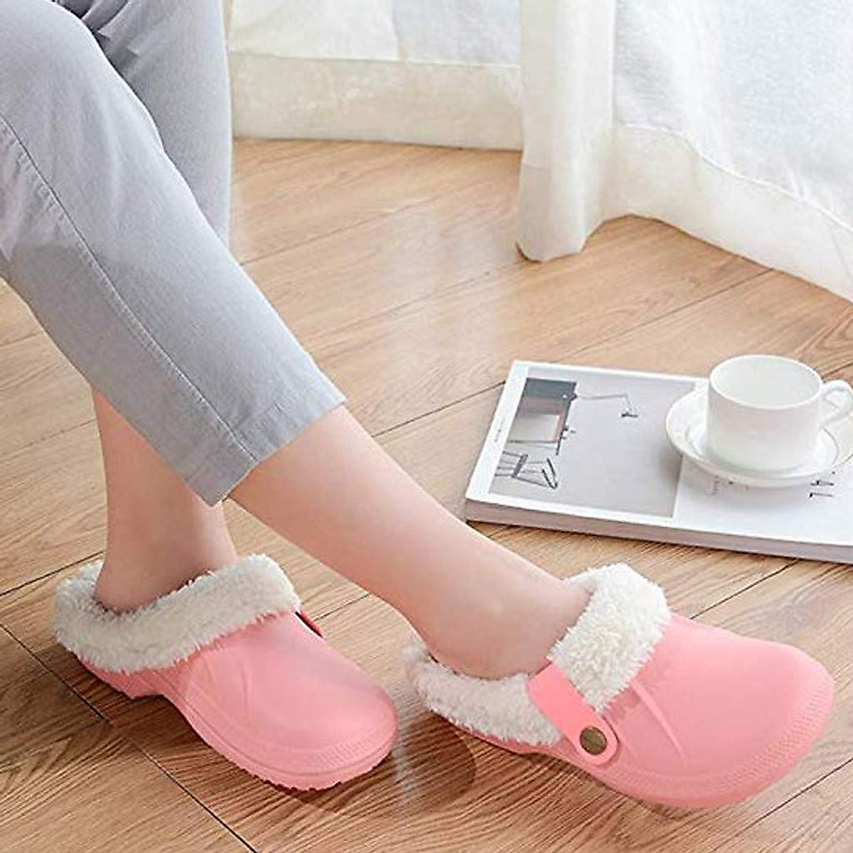 TooTu Waterproof Slippers Women Men Plush Lined Clogs Winter Garden Shoes Warm House Slippers Indoor Outdoor