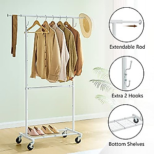 Gewudraw Metal Garment Rack on Wheels and Portable Closet Wardrobe Rack
