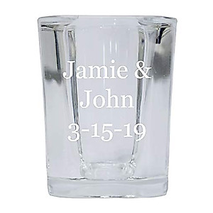 Customizable 2 Ounce Etched Square Shot Glass Engraved Personalized with Custom Text