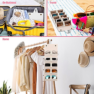 MoKo Sunglasses Organizer with 5 Slots, Foldable Travel Glasses Storage Case Holder Eyewear Display Box, White