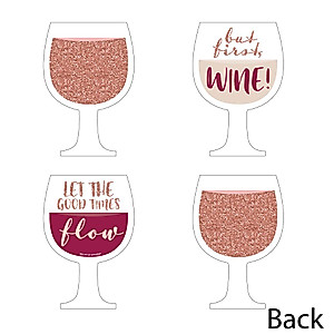 Big Dot of Happiness But First, Wine Tasting Party Essentials Glass Decorations DIY - Set of 20