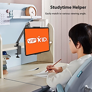 BEWISER iPad Desk Mount, Tablet Holder for Desk or Bed,Rotate 360 Degrees of Flexible, Height and Angle Adjustable, Aluminium Alloy Arm Clamp Mount Compatible with4.7-15.6" Screen (Space Gray)