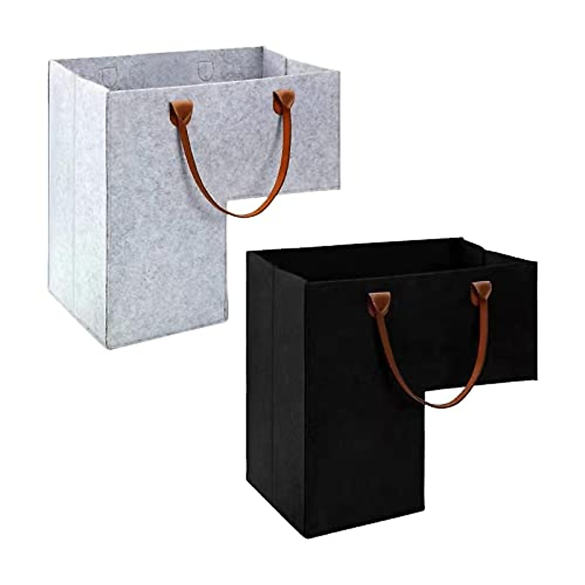 2Pieces Stair Organizer Basket Felt for Wooden Staircase, Black and Gray, as described