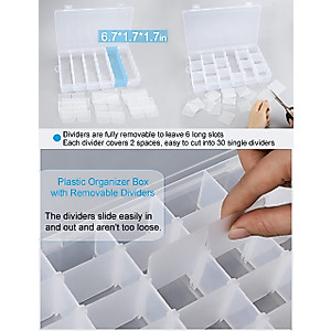 Hlotmeky Bead Organizer 36 Grids 4 Pack Clear Plastic Parts Organizer Box 3600 Tackle Box Craft Storage Compartment Divided Container