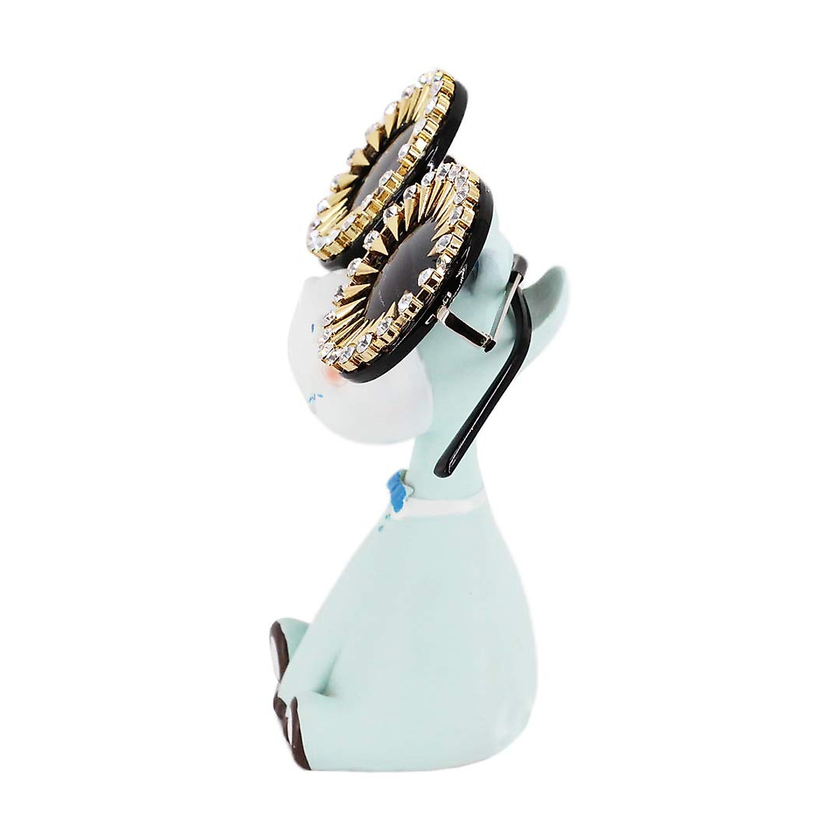 Naimo Sparkling Crystal Round Sunglasses UV Protection Punk Rivet Rhinestone Glasses Eyewear