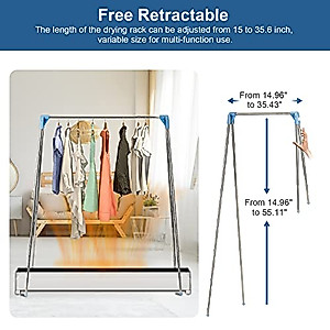 Portable Garment Rack, Folding Clothes Rack, Collapsible Clothing Rack with 10 Mini Foldable Clothes Hangers, Free Installed Lightweight Freestanding Hanger for Indoor Outdoor Travel and Camping