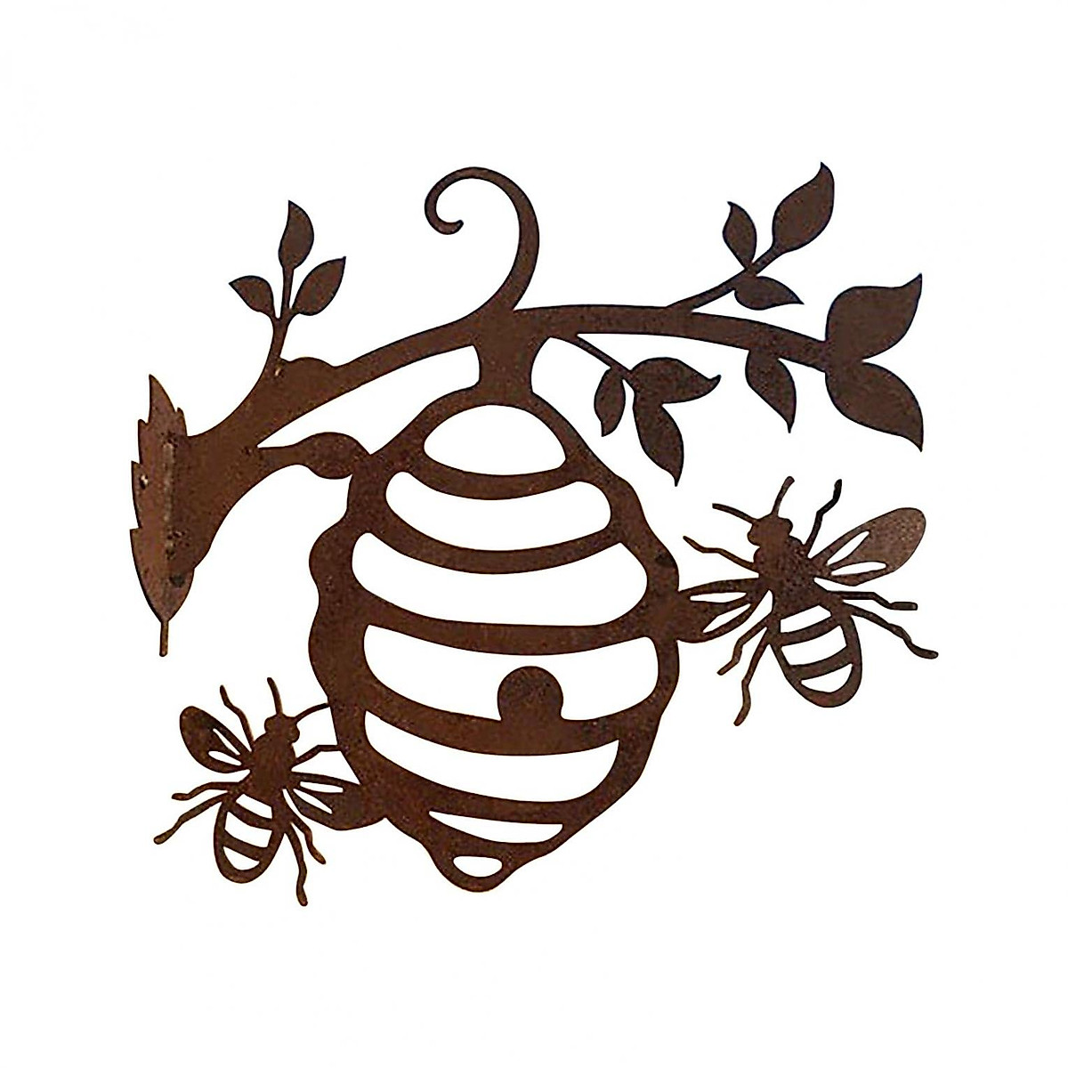 XUANQI Metal Bee Hive Garden Decor Metal Beehive Garden Gift Honey Home Decoration Metal Wall Decoration Wrought Iron Wall Decor, Gold, 25x30cm9.8x11in