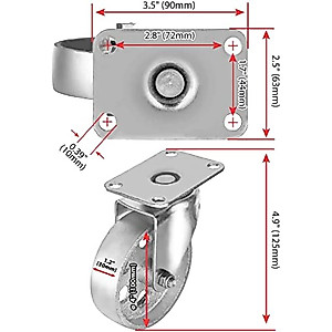4 All Steel Swivel Plate Caster Wheels Heavy Duty High-Gauge Steel Gray (4" Metal Swivel Caster Gray - No Brake)