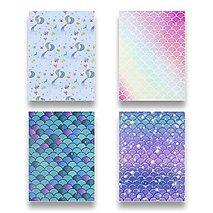 Mermaid Scale Wrapping Papers, 8 Sheets 4 Styles Mermaid Gift Wrapping Paper, Colorful Wrapping Paper For Girls Women Boys Men For Fancy Birthday Party Baby Shower, Folded Flat 20x28 Inch Per Sheet