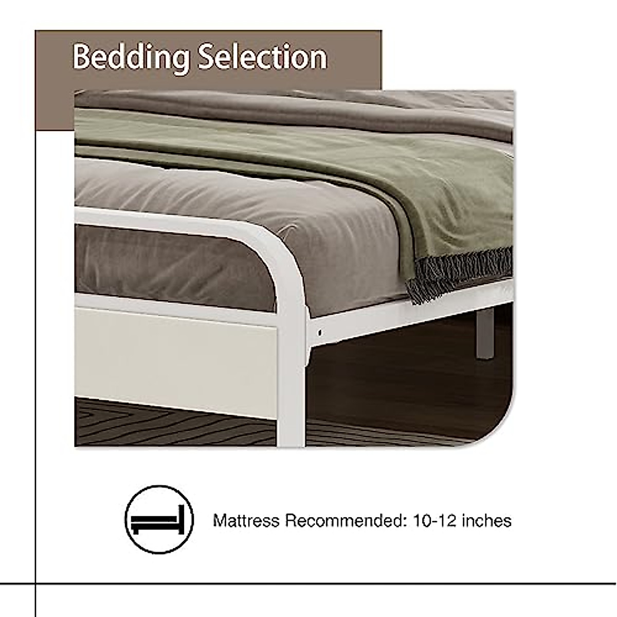 alazyhome Modern Queen Size Bed Frame, Metal Platform Bed with Velvet Upholstered Headboard, Steel Slats Support, Noise Free, Under-Bed Storage, Easy Assembly, White