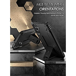 Poetic Revolution Series Case for Samsung Galaxy A14 5G, Full-Body Rugged Dual-Layer Shockproof Protective Cover with Kickstand and Built-in-Screen Protector, Black