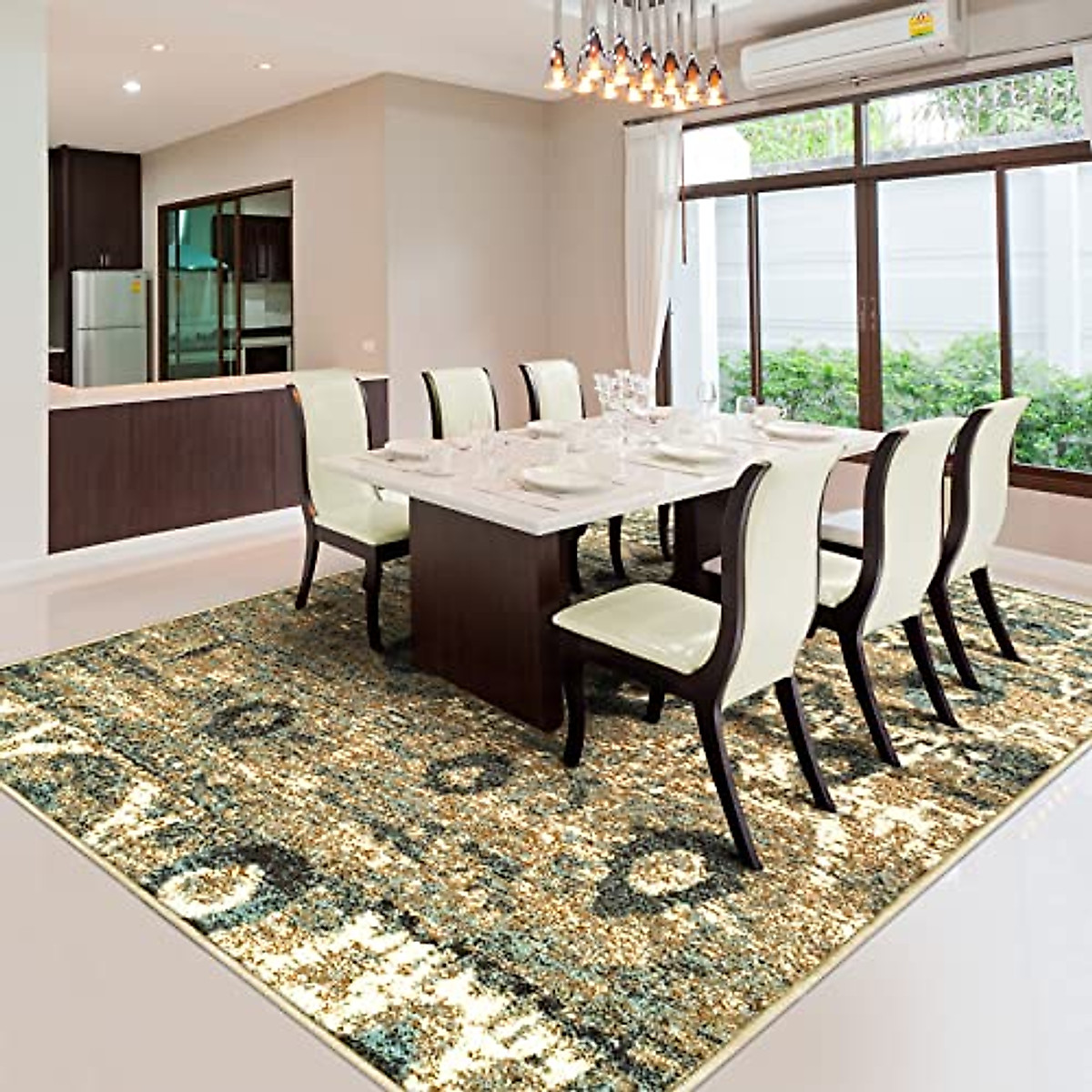 Superior 6mm Pile Height with Jute Backing, Durable, Fashionable and Easy Maintenance, Rosemont Collection Area Rug, 8' x 10' - Blue