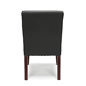 OFM ESS Collection Bonded Leather Executive Armless Guest Chair with Wooden Legs, in Black (ESS-9020-BLK)
