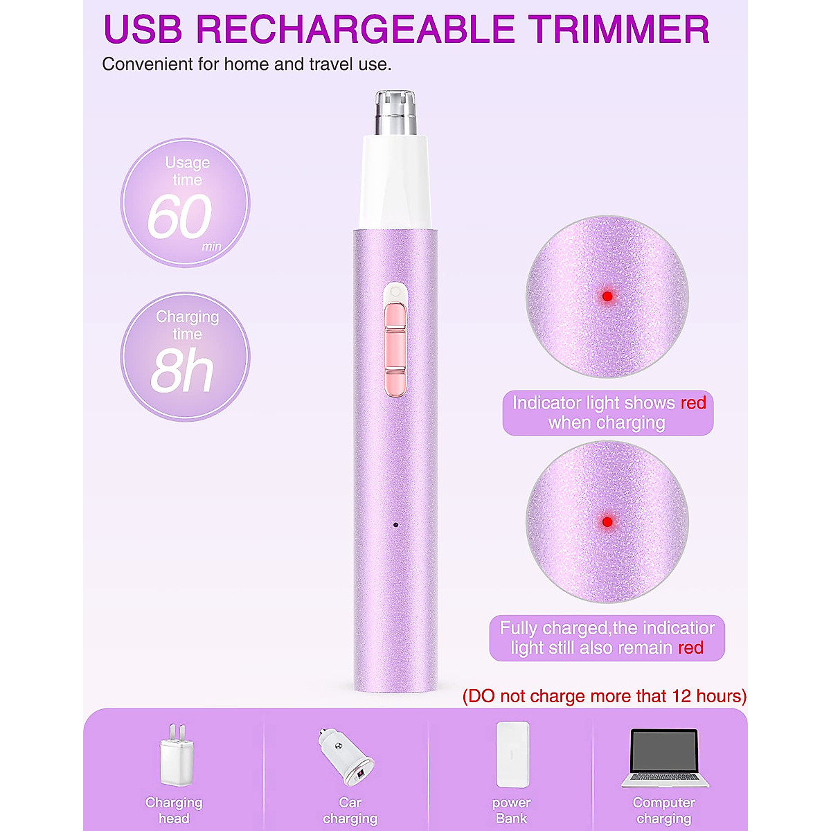 UTOTEBAG Nose Hair Trimmer for Women, 3 in 1 Rechargeable Ear and Nose Hair Trimmer for Women, Painless Eyebrow Trimmer & Body Hair Trimmer for Nose, Ear, Eyebrow, Arms, Legs