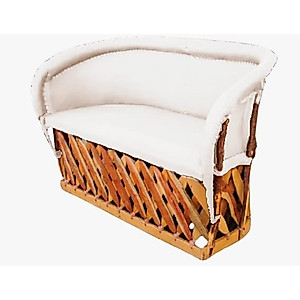 Love Seat Equipal Furniture Handmade By Equipales San Jose White Color Mexican Traditional Style Ideal for your home, house, garden, office, restaurant, hotel, bar, beach, living room, bedroom