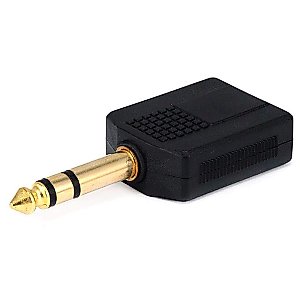 Monoprice 6.35mm (1/4 Inch) Stereo Plug to 2 x 6.35mm (1/4 Inch) Stereo Jack Splitter Adaptor - Gold Plated