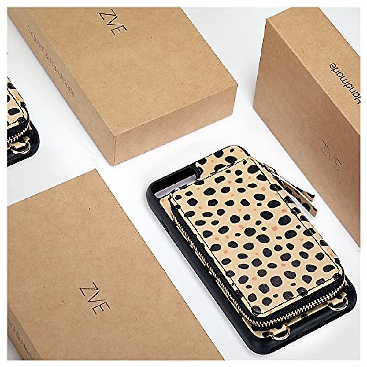 iPhone 8 Plus Crossbody Case, iPhone 7 Plus Wallet Case, ZVEdeng Zipper Wallet Card Holder Crossbody Strap Case for Women Leather Purse Case for iPhone 8 Plus/7 Plus 5.5'' Cheetah Print Skin