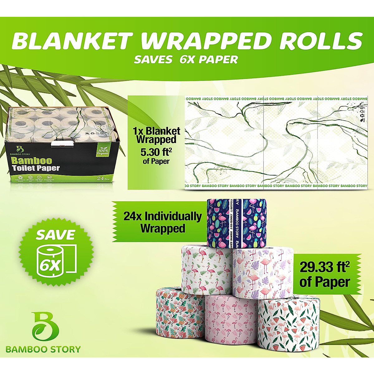 Bamboo Story Premium Bamboo Toilet Paper, PFAS Free, Chemical Free Toilet Paper, Unbleached, (24) 3PLY & 300 Sheets, FSC Certified, Organic Brown, Plant-Based, Tree-Free, Plastic Free, BPA Free (24)