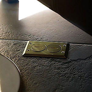 Hubbell Raco 6500BR Rectangular Floor Box Kit Metallic Cover Plate, 15 Amp, Brass