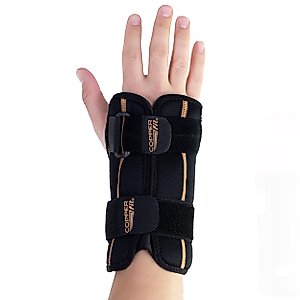 Copper Fit Unisex Adult Fingerless Rapid Relief Adjustable Wrist Wrap with Ice Pack or Heat Therapy, Black, Adjustable