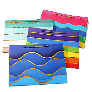 16" Extra Large Gift Bags with Tissue Papers, Extra Large Gift Bags with Handles, Large Gift Bags for Presents, Rainbow Big Gift Bags, Gold Gift Bags Large Size, Extra Large Birthday Gift Bags Bulk