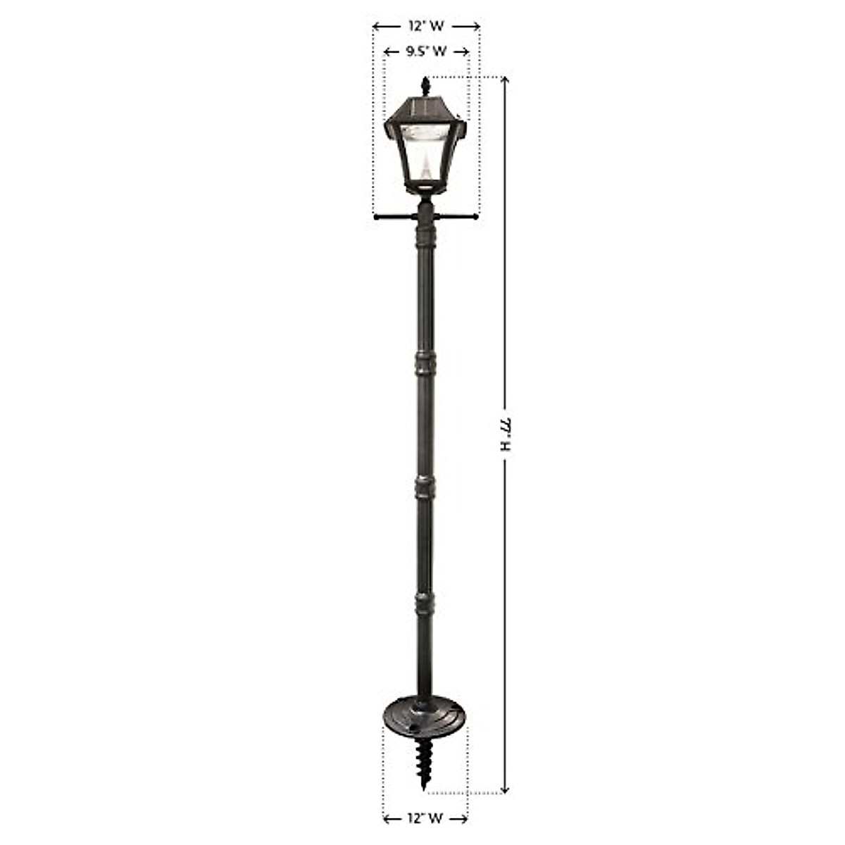 Gama Sonic GS-105S-G Baytown Ez Anchor Lamp, Post, Bright White LED, Black