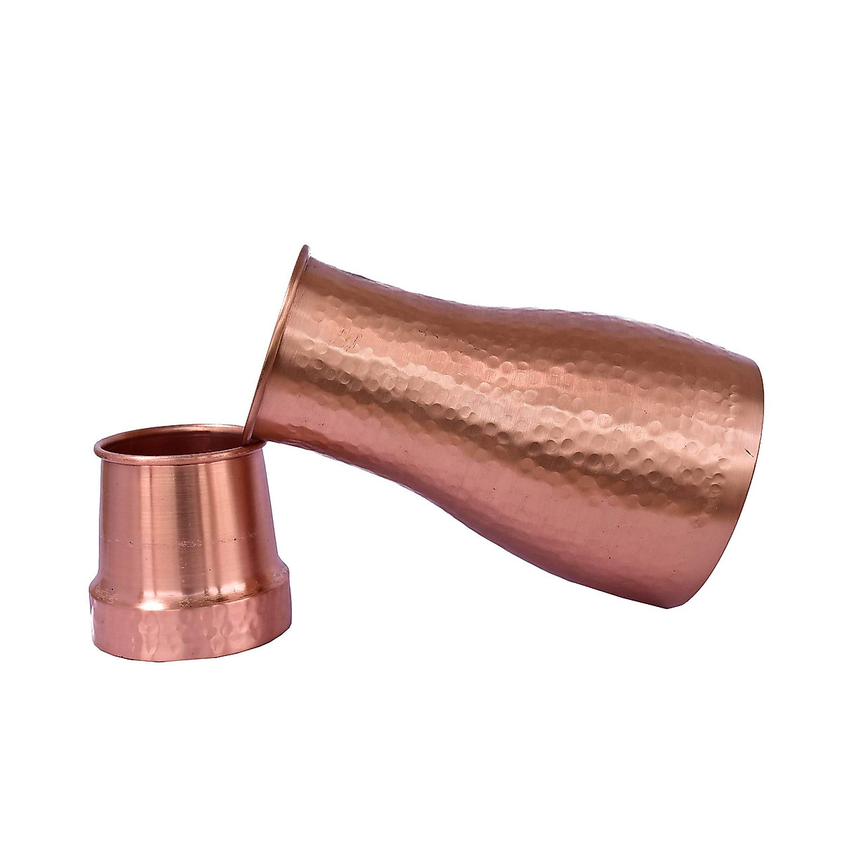 De Kulture Hammered Pure Copper Carafe Pitcher With Cap, Ideal Drinkware With Ayurveda and Yoga Benefits, 4 x 8 Inches (DH), 1 litre