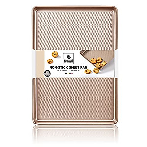 Half Cookie Sheet Pan for Baking - HONGBAKE Nonstick Baking Sheet with Diamond Texture Surface, 57% Thicker Carbon Steel Commercial Cookie Trays for Oven